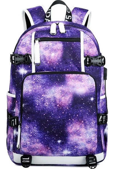 Sunsky Çizgi Detaylı Sırt Çantası Yıldız Mor (Yurt Dışından)