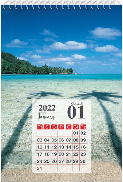 Naturel Basım 2022-33 x 48 cm Deniz Manzara Konseptli Duvar Takvimi