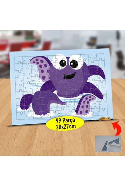 Asilmeydan Sevimli Iri Gözlü Mor Ahtapot 99 Parça Puzzle Yapboz TABLO-6110