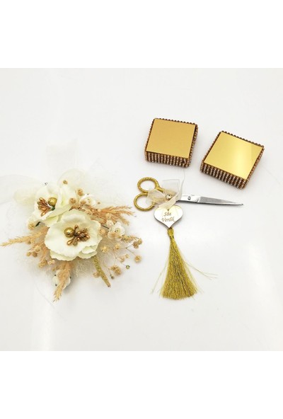 Lora Davet Söz Nişan Makas. Yüzüklük ve Çiçek Takımı - Altın 53756