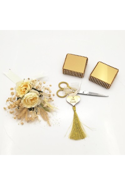 Lora Davet Söz Nişan Makas. Yüzüklük ve Çiçek Takımı - Altın 53758