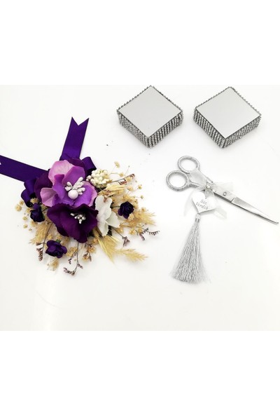 Lora Davet Söz Nişan Makas. Yüzüklük ve Çiçek Takımı - Altın 53761