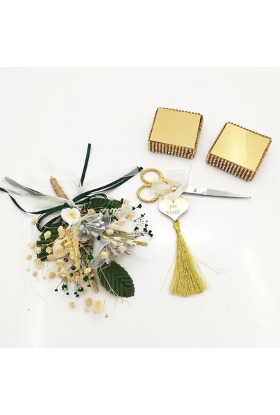 Lora Davet Söz Nişan Makas. Yüzüklük ve Çiçek Takımı - Altın 53768