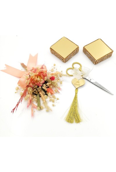 Lora Davet Söz Nişan Makas. Yüzüklük ve Çiçek Takımı - Altın 53770