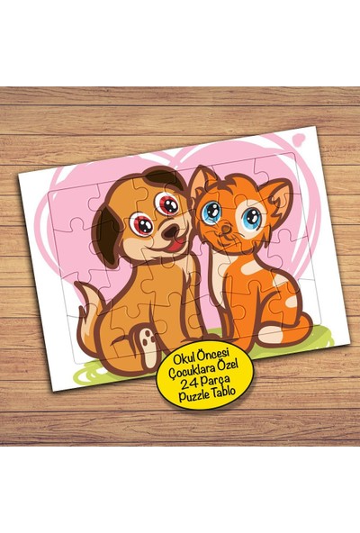Asilmeydan Köpek ve Kedi Arkadaş Çocuklara Özel Puzzle Yapboz TABLO-PZ168 Asilmeydan Köpek ve Kedi Arkadaş Çocuklara Özel Puzzle Yapboz TABLO-PZ168