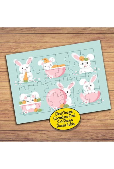 Asilmeydan Sevimli Bebek Tavşan 24 Parça Çocuklara Özel Yapboz TABLO-262