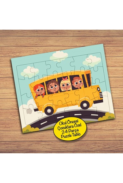 Asilmeydan Okul Servisinde Çocuklar 24 Parça Çocuklara Özel Yapboz Tablo-10