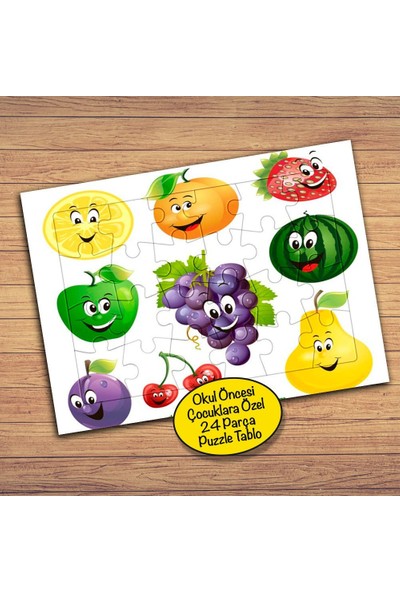 Asilmeydan Mutlu Meyveler Kolyajı 24 Parça Çocuklara Özel Yapboz TABLO-849
