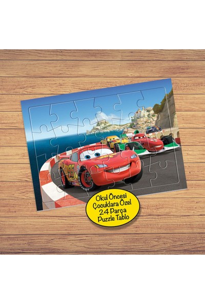 Asilmeydan Pistte Şimşek Mcqueen Arabalar 24 Parça Puzzle Yapboz Tablo-19