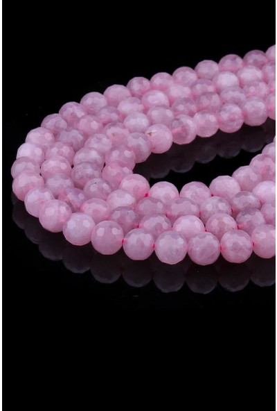 Dünya Doğal Taş 8 mm Faset Kesim Pembe Kuvars Taşı Dizi - DZ4399 Dünya Doğal Taş 8 mm Faset Kesim Pembe Kuvars Taşı Dizi - DZ4399