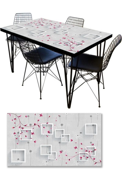 Sticker Art Masa Kaplama Folyosu Mobilya Masa Kaplama Folyoları Kare Pembe Çiçekler