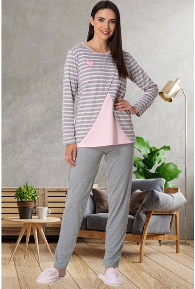 Mecit Pijama Mecit 5535 Pembe Çizgili Emzirme Özellikli Lohusa Pijama Takımı Mecit Pijama Mecit 5535 Pembe Çizgili Emzirme Özellikli Lohusa Pijama Takımı