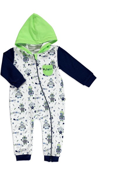 Bebbek Robots Kapüşonlu Patiksiz Tulum