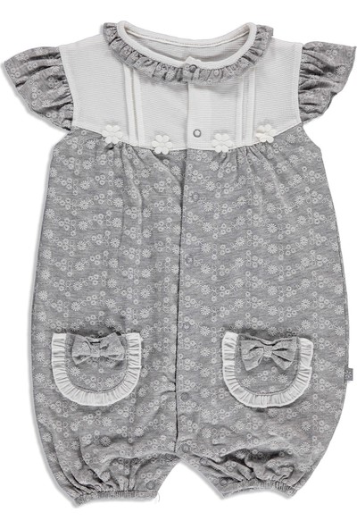 Mymio Yaz Kız Bebek Çiçekli Interlok Kısa Kol Çıtçıtlı Yaka Tek Barbatöz