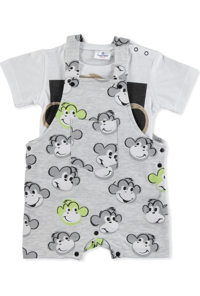 Luggi Yaz Erkek Bebek Monkey Pamuklu Kısa Kol Bisiklet Yaka 2li Şort Salopet-Tshirt Luggi Yaz Erkek Bebek Monkey Pamuklu Kısa Kol Bisiklet Yaka 2li Şort Salopet-Tshirt