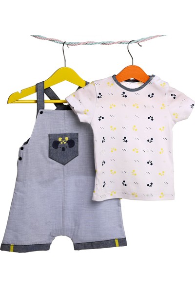 Mymio Bebek Sevimli Koala Poplin Kısa Kol Patiksiz Çıtçıtlı Yaka 2li Salopet-Sweatshirt Mymio Bebek Sevimli Koala Poplin Kısa Kol Patiksiz Çıtçıtlı Yaka 2li Salopet-Sweatshirt