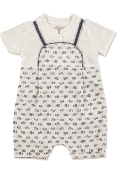 Cassiope Yaz Erkek Bebek Mini Fish Pamuklu Kısa Kol Patiksiz Çıtçıtlı Yaka Tek Şort Salopet