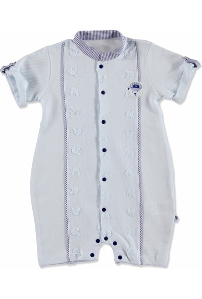 Mymio Yaz Erkek Bebek Denizci Ayıcık Poplin Kısa Kol Çıtçıtlı Yaka Tek Barbatöz