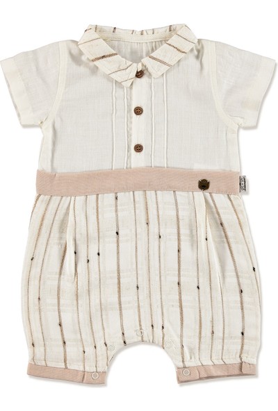 Bebemania Yaz Erkek Bebek Little Boy Poplin Kısa Kol Duble Bebe Yaka Tek Barbatöz
