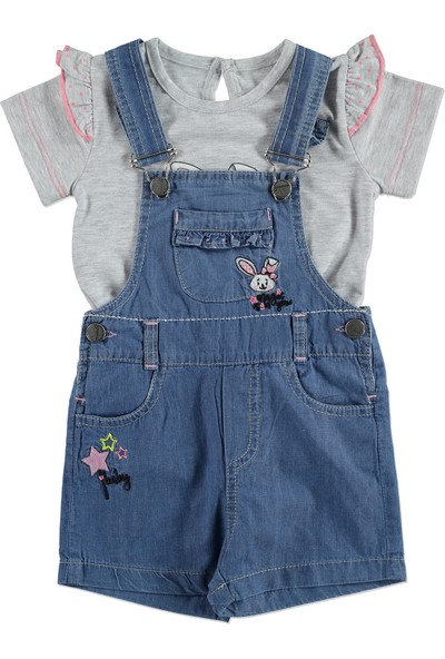 Overdo Bebek Tavşan Baskılı-Nakışlı Salopet Takım Şort Salopet-Tshirt Overdo Bebek Tavşan Baskılı-Nakışlı Salopet Takım Şort Salopet-Tshirt