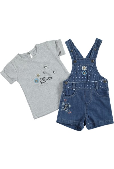 Overdo Bebek Kelebek Nakışlı Takım Şort Salopet-Tshirt Overdo Bebek Kelebek Nakışlı Takım Şort Salopet-Tshirt
