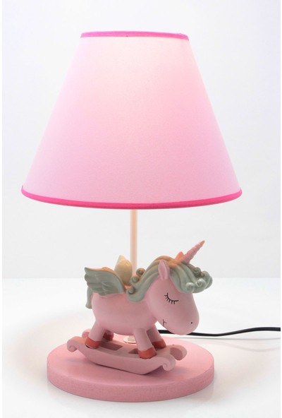 Hediye Fikri Pembe Dekoratif Unicorn Tasarımlı Abajur Hand Made
