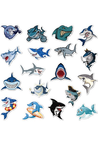 Hong Store Karikatür Yaratıcı Köpekbalığı Çıkartmaları 50 Adet (Yurt Dışından)