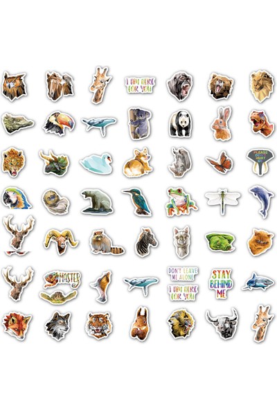 Hong Store Karikatür Hayvan Dünyası Çıkartmaları 50 Adet (Yurt Dışından)