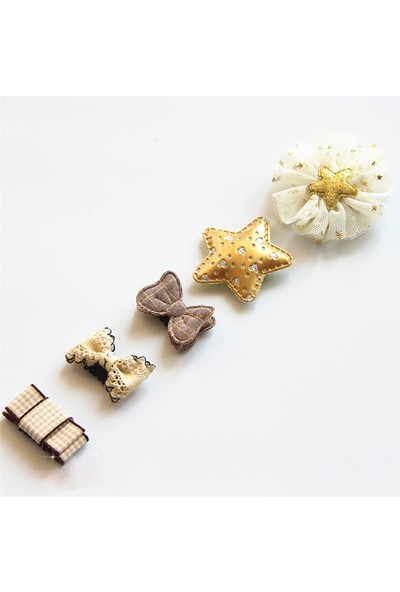 Somuch Kız Çocuk Bebek Lüx 5'li Yan Pens Klipsli Toka Seti Sarı