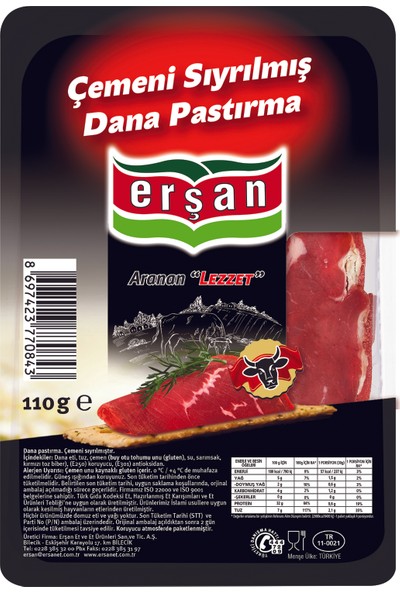Erşan Et Erşan Çemensiz Pastırma 110 gr