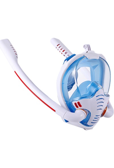 Gahome Şnorkel Maskesi Çift Tüplü Silikon Tam Kuru Dalış Maskesi (Yurt Dışından)