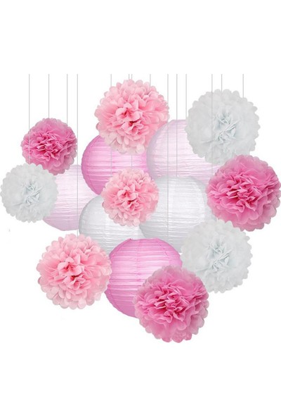 Hong Store 15 Adet Çiçek Desen Kağıt Fener Seti (Yurt Dışından)