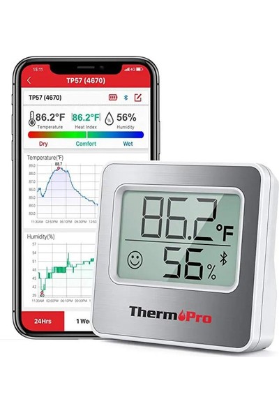 Thermopro TP357 Akıllı Iç Mekan Isı ve Nem Ölçer Termometre Thermopro TP357 Akıllı Iç Mekan Isı ve Nem Ölçer Termometre