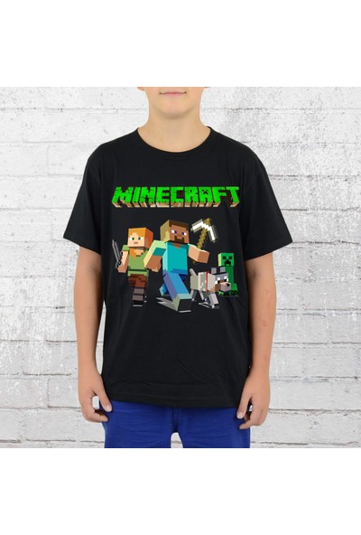 Taketshirt Minecraft Çocuk Tişört Siyah Kesim Taketshirt Minecraft Çocuk Tişört Siyah Kesim
