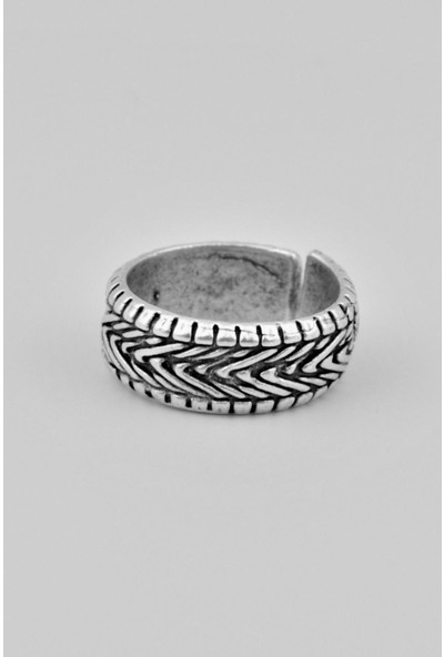 Bu Farklı Lastik Teker Alyans Gümüş Kaplama Ayarlamalı Kadın Erkek Yüzük