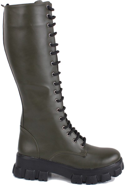 Fg Fugashoe Kadın Postal Çizme Diz Altı Kalın Taban