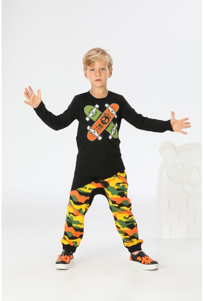 Zenokido Skate Kamuflaj Harem Pantolon+Tshirt Takım