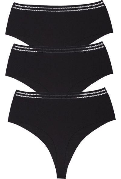 Vanilya Secret Kadın Yüksek Bel Lazer Kesim Tanga Külot 3 Lü Paket