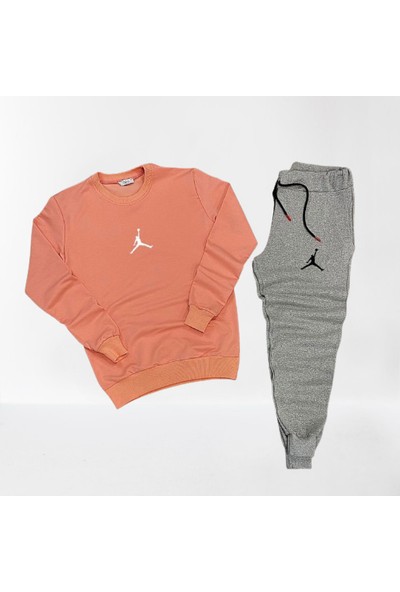 Amor Wowan Yuvarlak Yaka Göğüs Baskılı Jogger Lastikli Bel Kışlık Yeni Stil Outdoor Kadın Eşofman Takımı