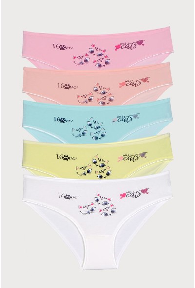 Nicoletta Mıxcolor Kız Çocuk Külot Garson 5'li Paket