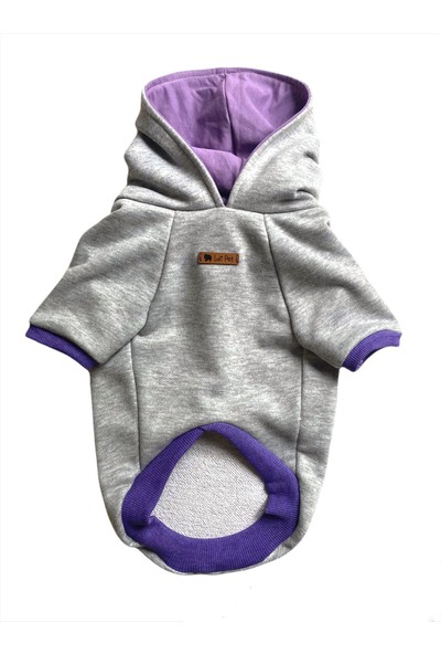 Luli Pet Basic Gri-Mor Kapüşonlu Sweatshirt M Luli Pet Basic Gri-Mor Kapüşonlu Sweatshirt M