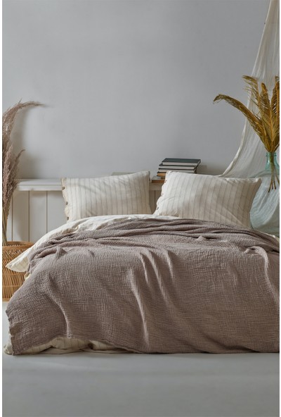 Berolige 4 Kat Müslin Pamuklu Iplik Boya Battal Pike - Yatak Örtüsü - Yastıksız Kahve Berolige 4 Kat Müslin Pamuklu Iplik Boya Battal Pike - Yatak Örtüsü - Yastıksız Kahve