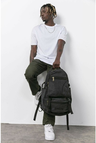 König Kng 95 - Unisex Siyah Dağcı , Su Geçirmez Kanvas Sırt Çantası 50 Lt KNG95 - Siyah