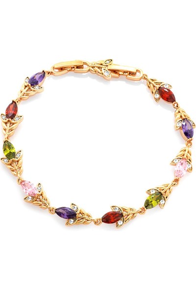 Gümüş Hediye Al Multicolor Zirkon Taşlı Başak Tasarım Rose Renk Tam Tur Xuping Kadın Bileklik Gümüş Hediye Al Multicolor Zirkon Taşlı Başak Tasarım Rose Renk Tam Tur Xuping Kadın Bileklik