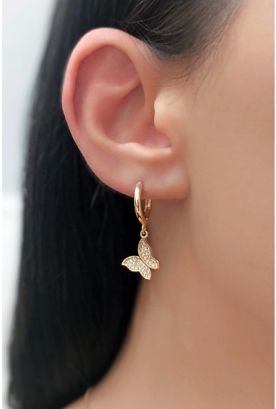ÇLK Accessories Taşlı Kelebek Halka Küpe TRKÜPE3992 B32503 ÇLK Accessories Taşlı Kelebek Halka Küpe TRKÜPE3992 B32503