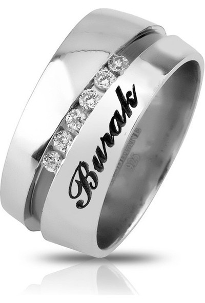 Gümüş Hediye Al Isim Yazılı Zirkon Taşlı Şerit Tasarım 925 Ayar Gümüş Bayan Alyans Gümüş Hediye Al Isim Yazılı Zirkon Taşlı Şerit Tasarım 925 Ayar Gümüş Bayan Alyans