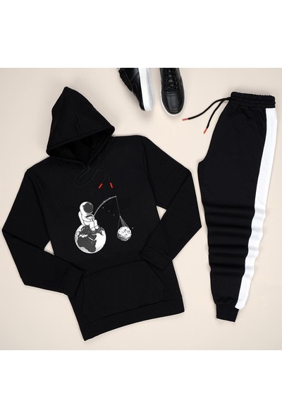 Trendypassion Siyah Uzay Esh Yanbeyaz Eşofman Takımı Trendypassion Siyah Uzay Esh Yanbeyaz Eşofman Takımı