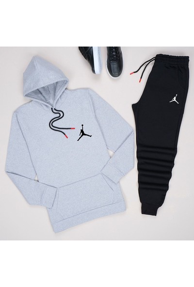 Trendypassion Gri Jordan Esh Siyah Jrd Eşofman Takımı