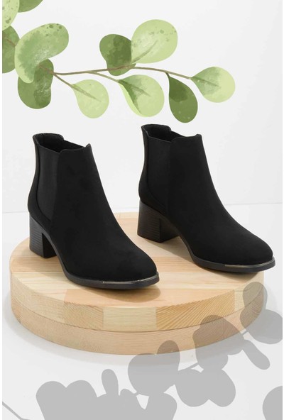 Bambi Siyah Süet Kadın Bot & Bootie K02924005302