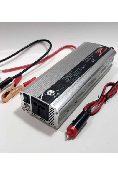 Alife Süper Inverter 12V Elektriği 220V Çevirici Fanlı Invertör 1500W USB Çıkışlı Maşa+Çakmak 2set Kablo